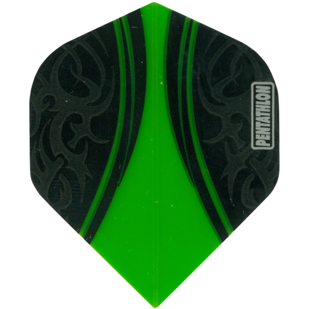 Pentathlon 100 Micron Dart Flights - Standard Translucent Green Tribal