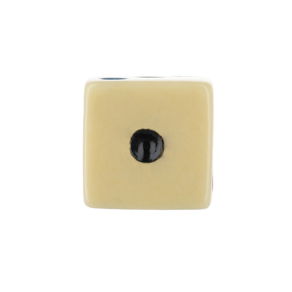 16mm Square Corner Michigan Red Eye Dice - Ivory With Tri Color Dots