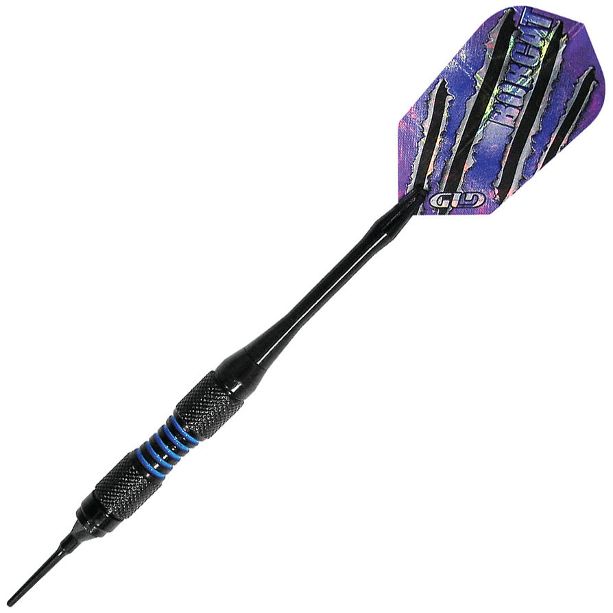 GLD Bobcat Soft Tip Darts - Black & Blue 16gm